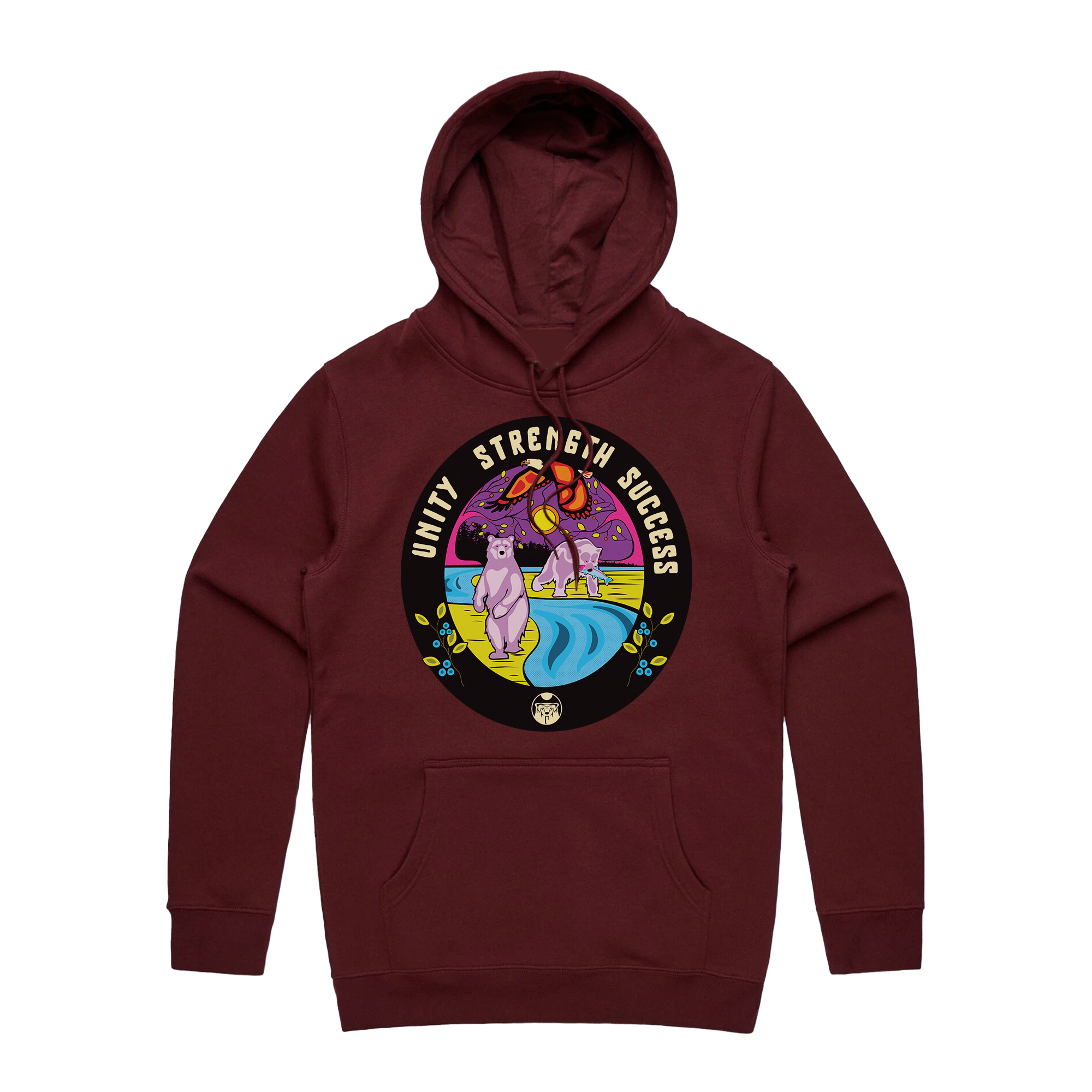 Unity Strength Success Bears Hoodie Burgundy – Nishnawbe Aski Nation